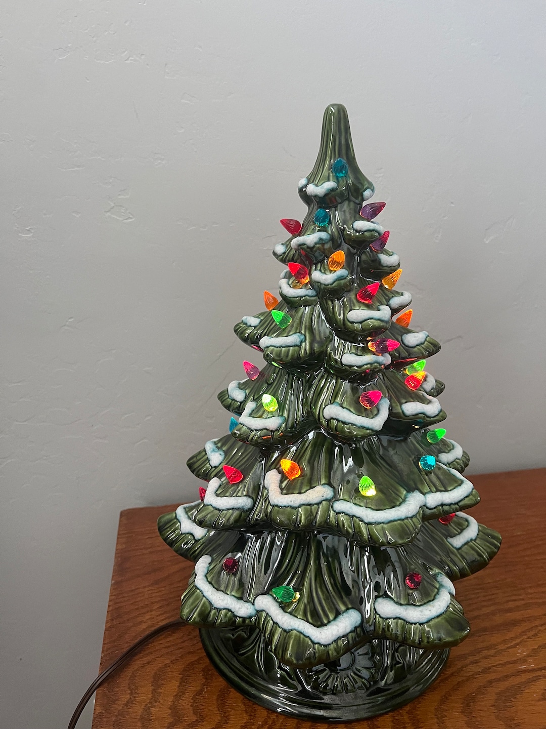 Vintage Christmas Tree Light, Flocked. Ceramic Tree Lamp - Etsy
