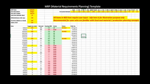 Excel Production Planning Template