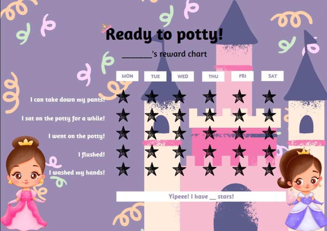 Princess Potty Chart Digital Download - Etsy