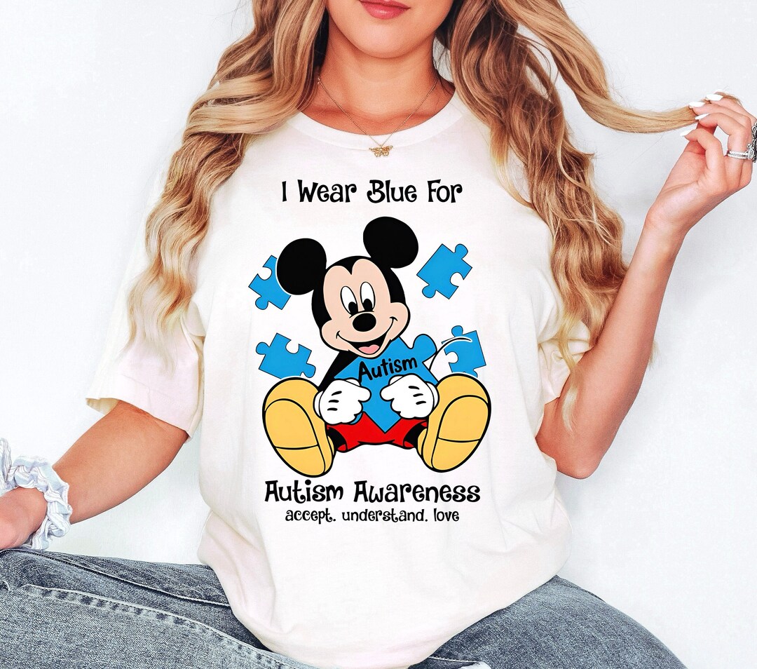 Cartoon Mouse Autism Awareness Svg Png, Wear Blue Autism Svg, Mouse and ...