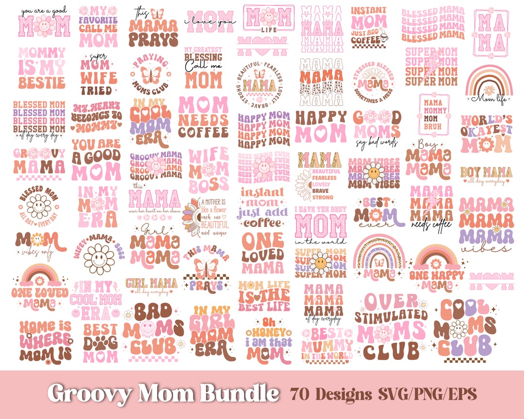 Retro Mom Svg Png Bundle Groovy Mothers Day Png Overstimulated Club ...