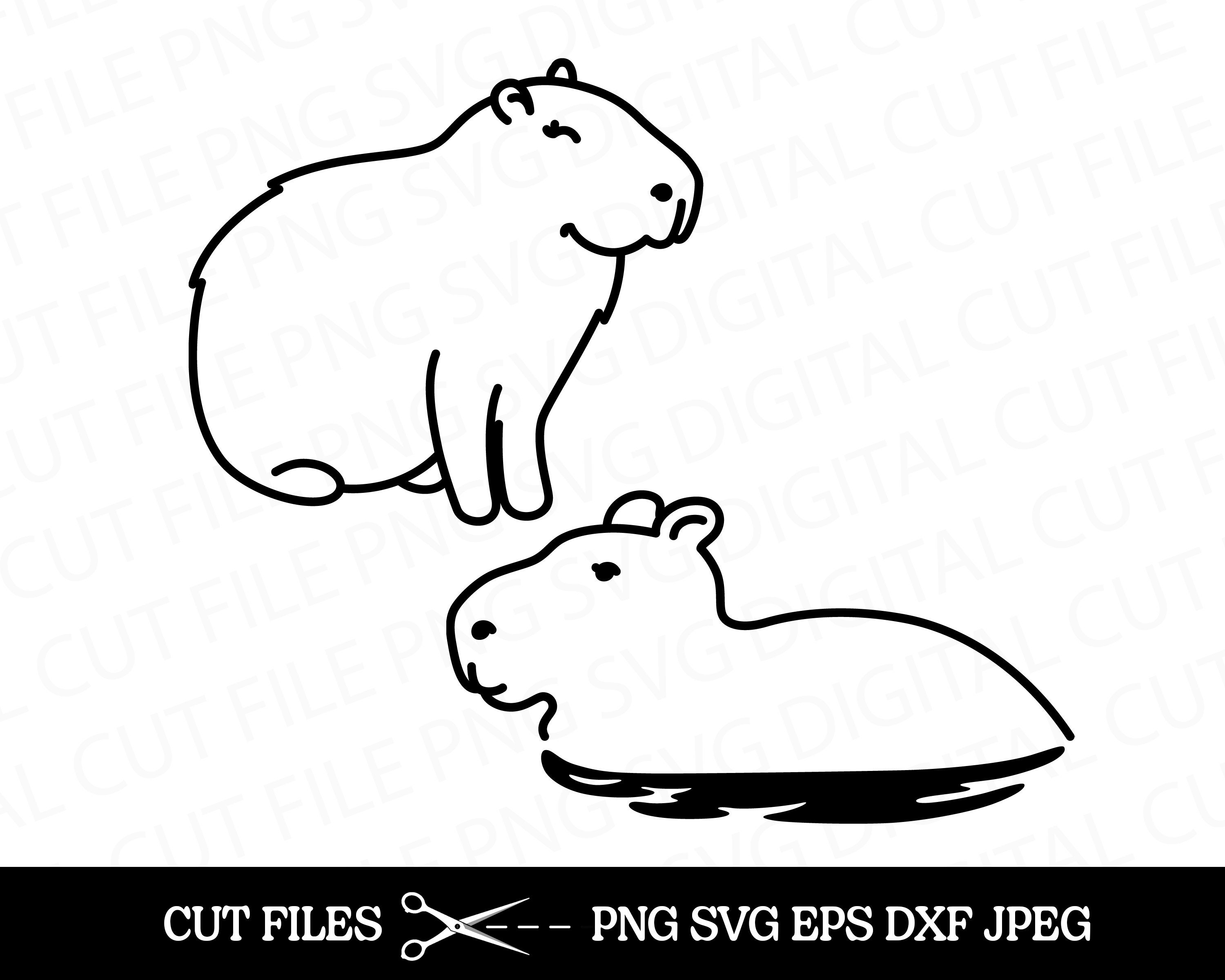 Capybara Clipart Set Cute Capybara Svg Png Capybara Outline - Etsy