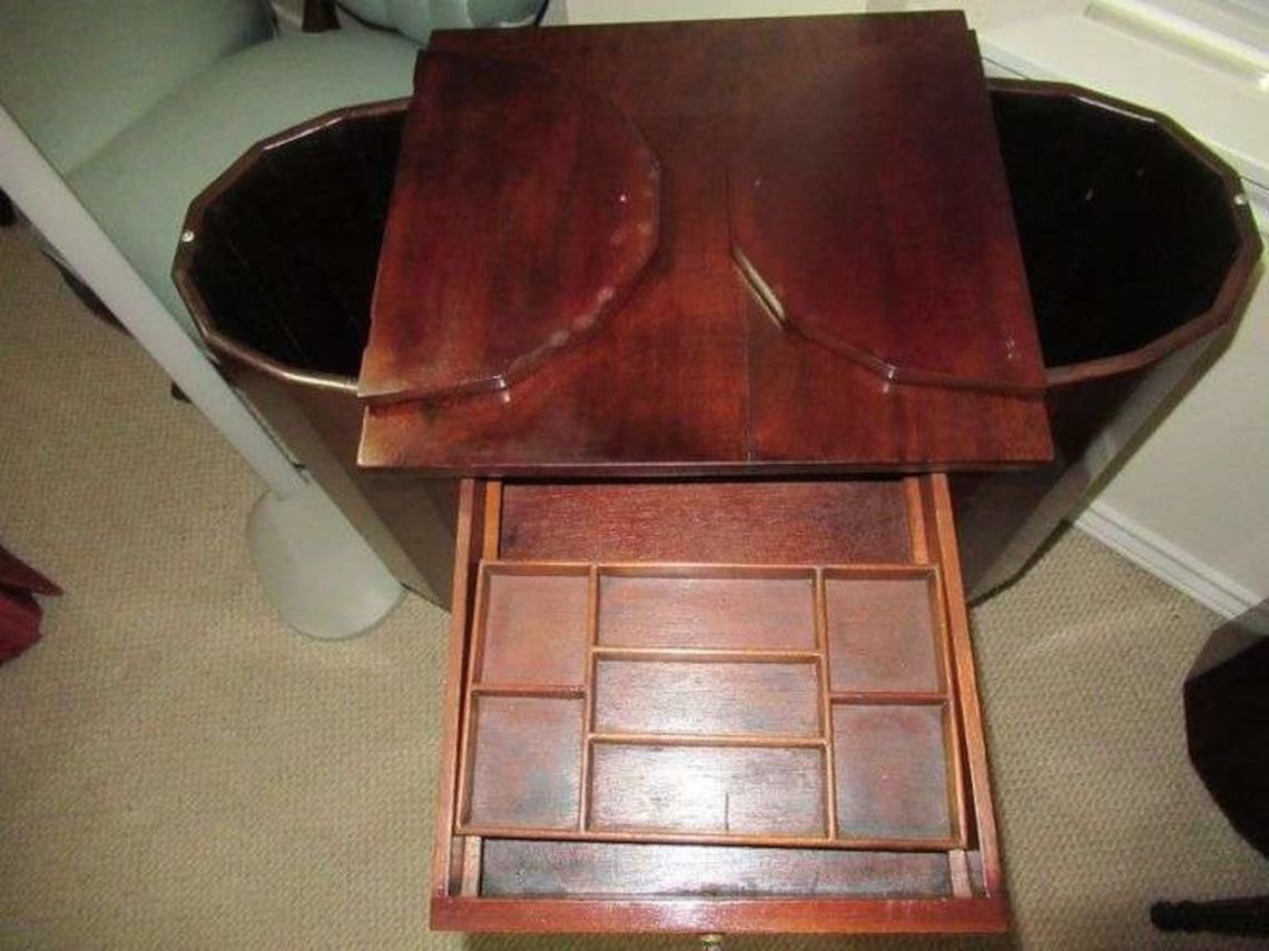Vintage Mahogany Martha Washington Style Sewing Cabinet Early 20th ...