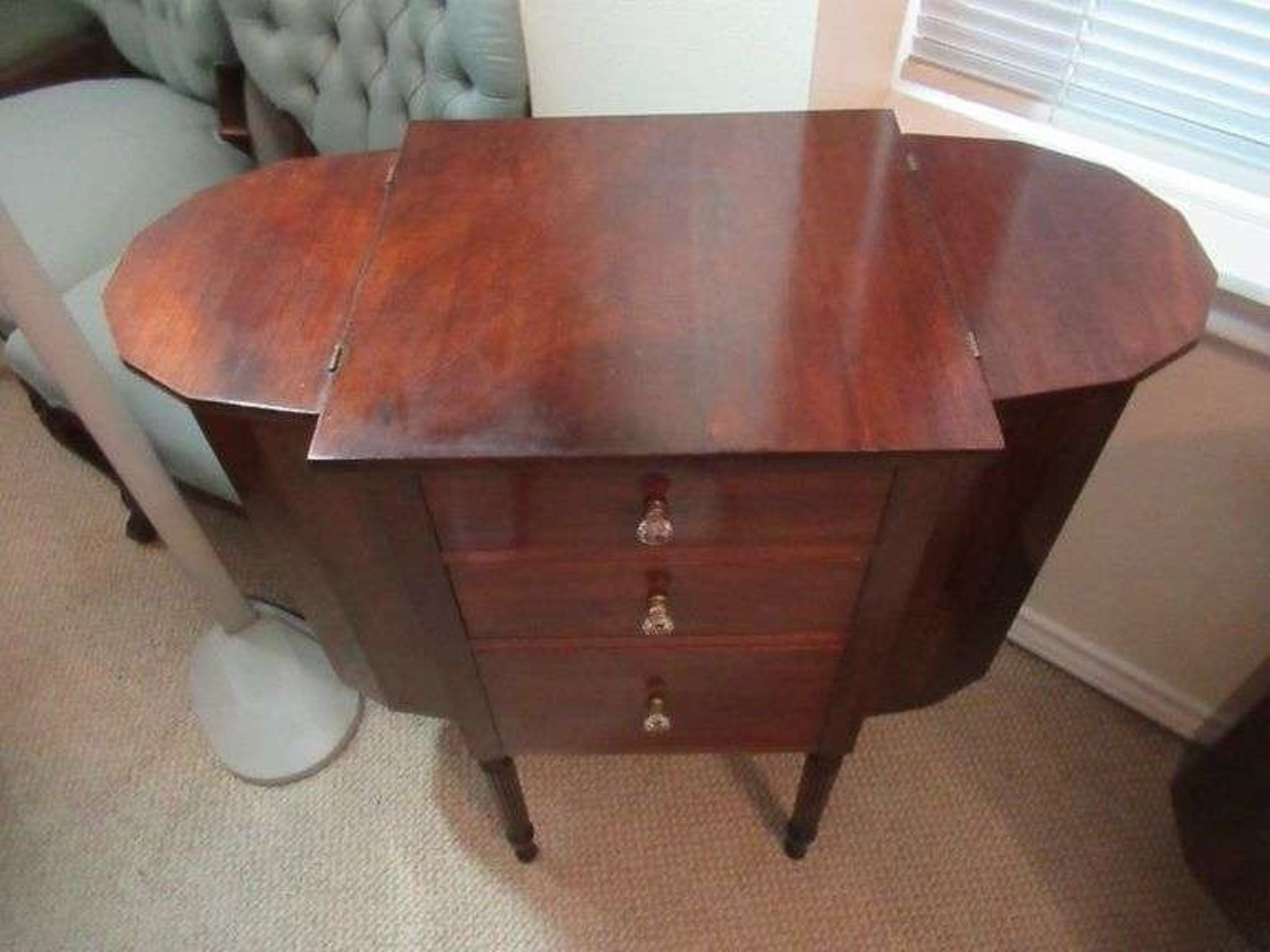 Vintage Mahogany Martha Washington Style Sewing Cabinet Early 20th ...