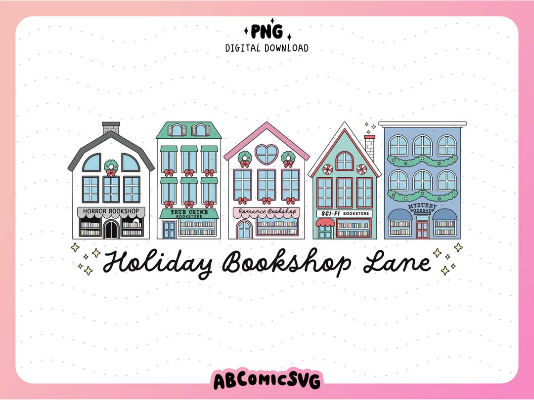 Holiday Bookshop Lane PNG, Trendy Christmas Reading Clipart, Cute ...