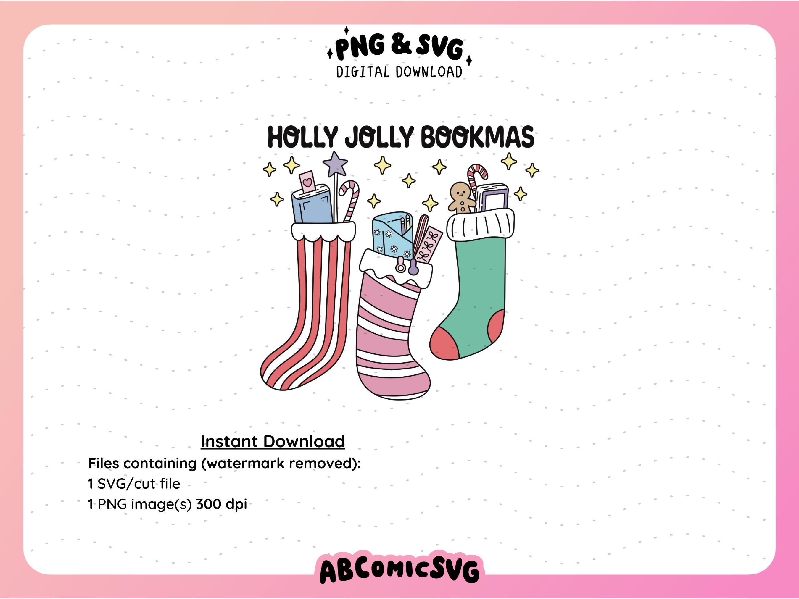Holly Jolly Bookmas SVG PNG, Christmas Bookish Stockings SVG, Trendy ...
