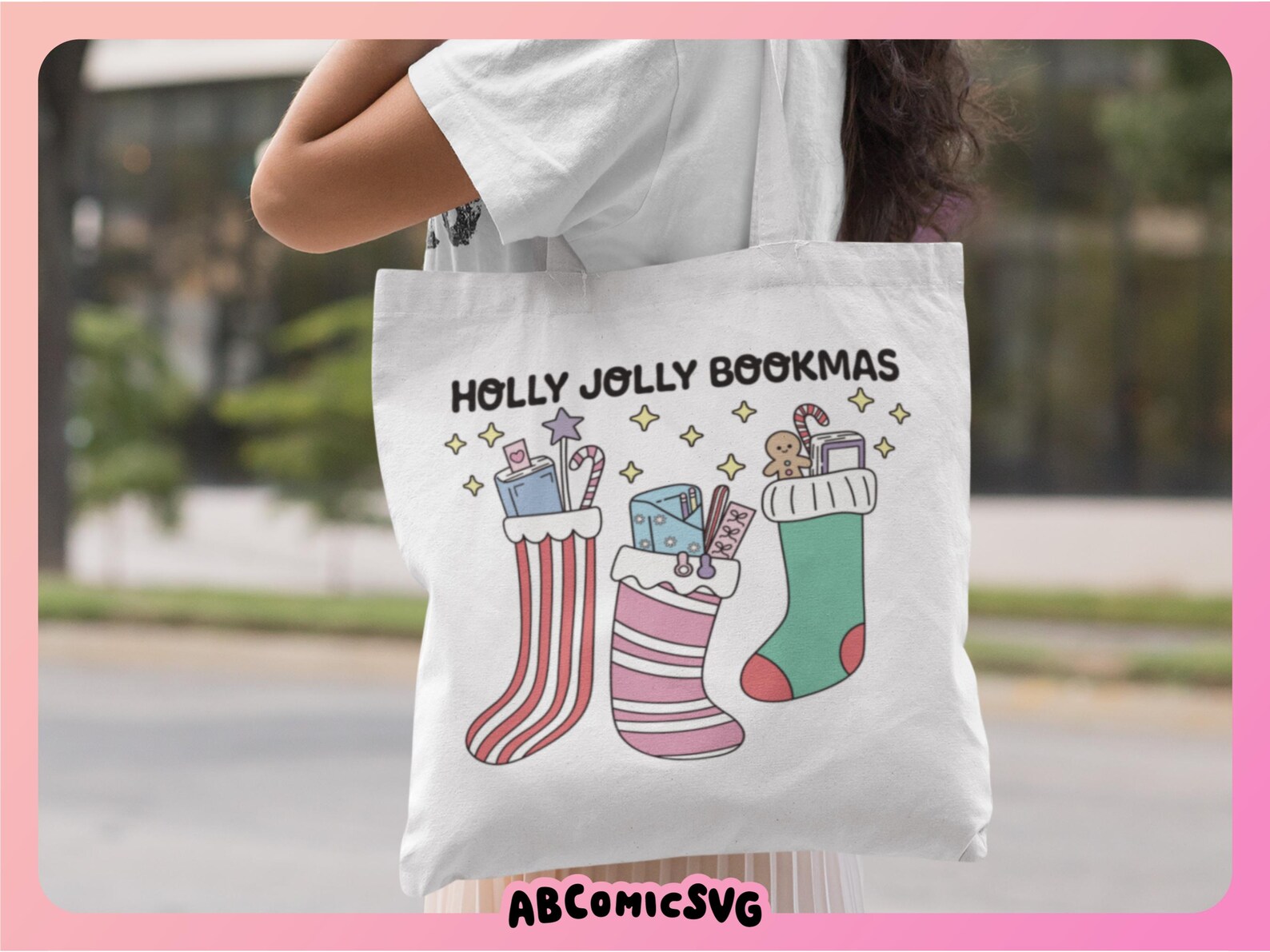 Holly Jolly Bookmas SVG PNG, Christmas Bookish Stockings SVG, Trendy ...