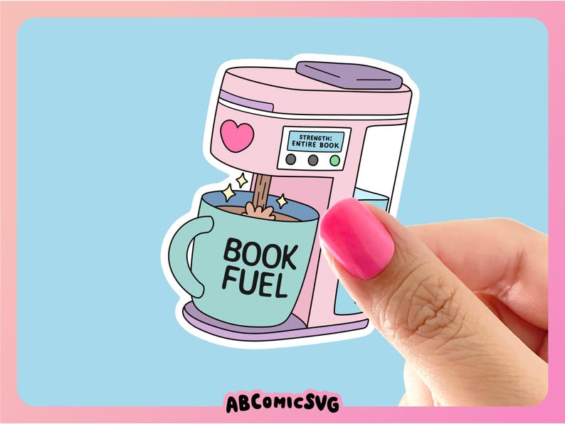 Book Lovers Coffee Machine PNG SVG, Bookish Girlie PNG, Trendy Designs ...