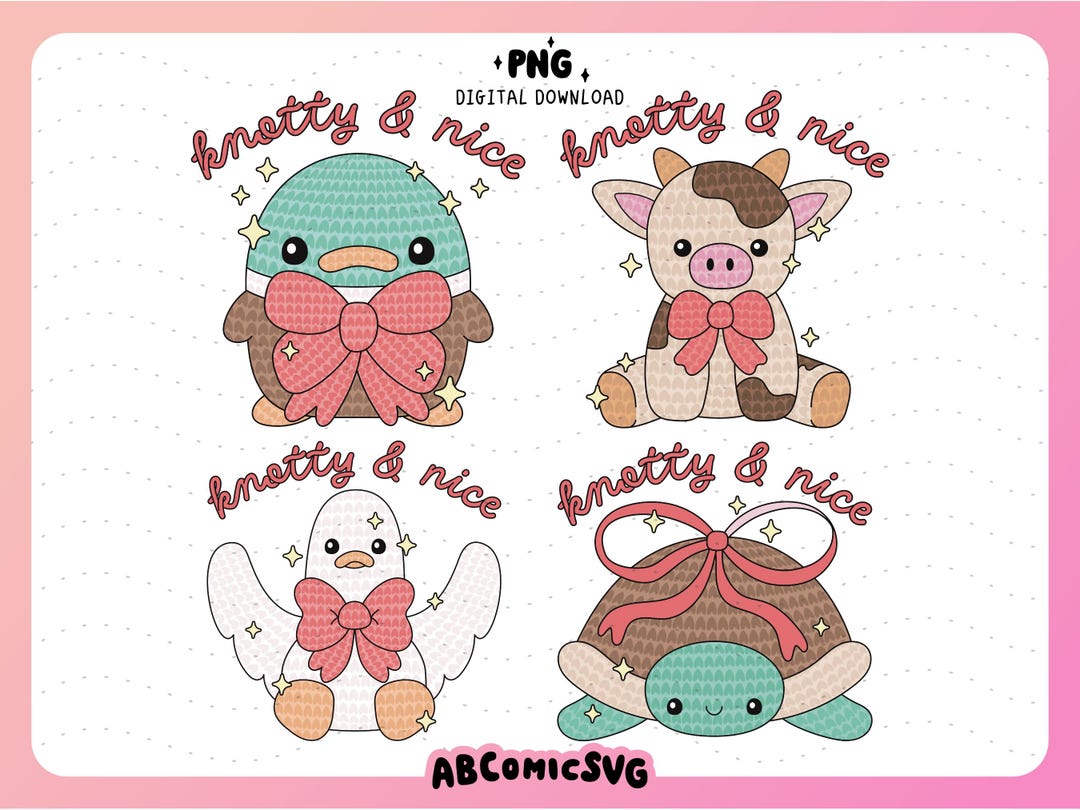 Crochet Animals PNG Bundle, Knotty and Nice, Christmas Clipart, Trendy ...