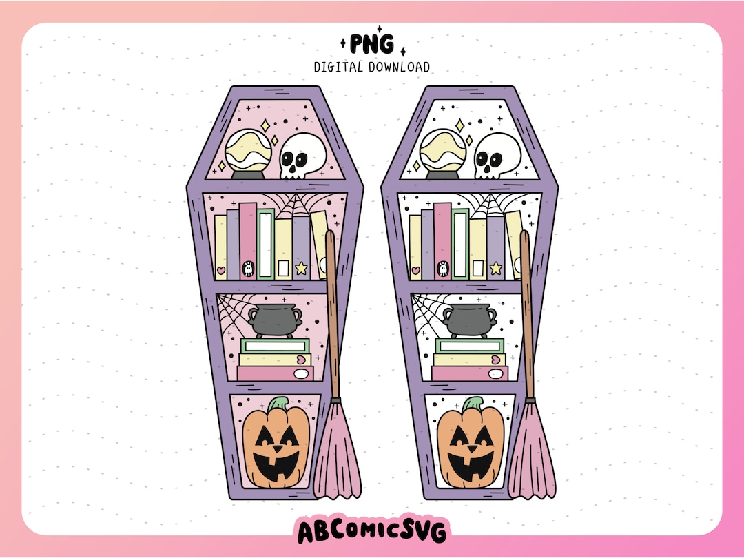 Spooky Witch Bookshelf PNG, Pastel Spooky Shelf PNG, Halloween Png ...