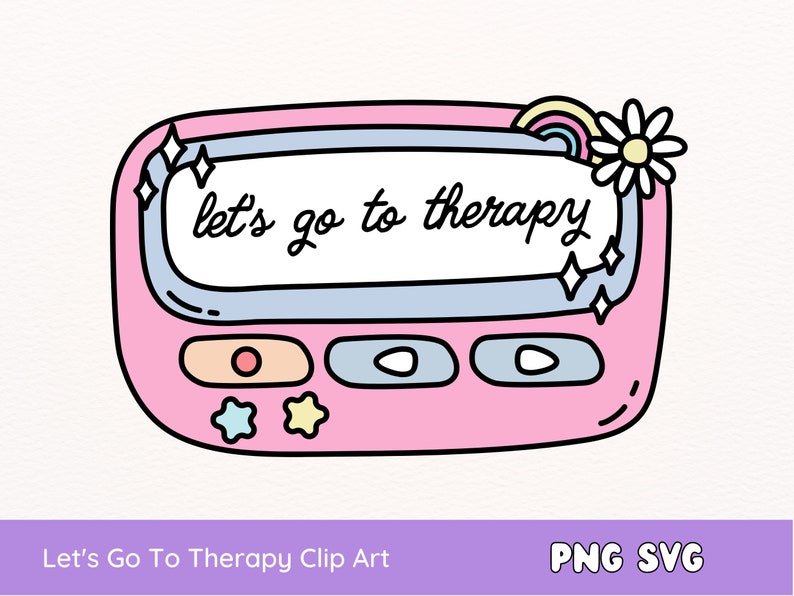 Let's Go to Therapy Beeper Pager Text Clip Art Mental - Etsy