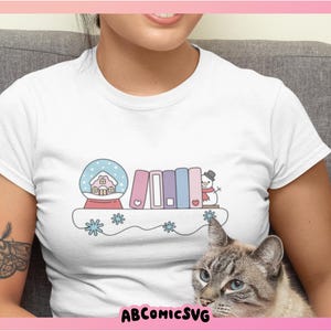 Christmas Bookshelf SVG PNG, Cozy Holiday Book Club PNG, Trendy Designs ...