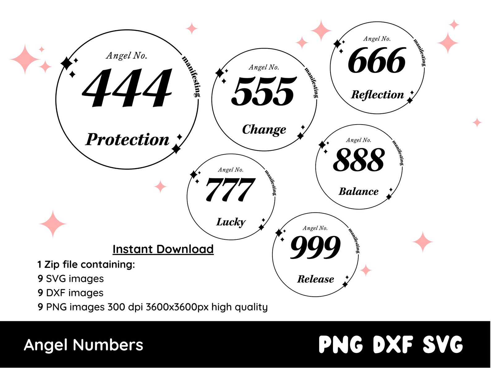Angel Numbers Manifesting Clipart Mystical Svg Trendy Self - Etsy