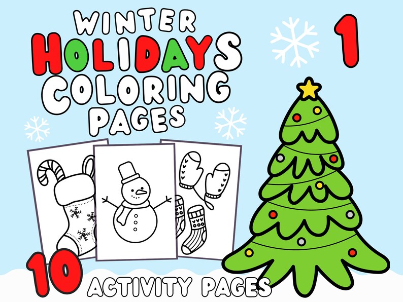 Christmas Holiday Printable Cute Coloring Activity Page for Kids ...