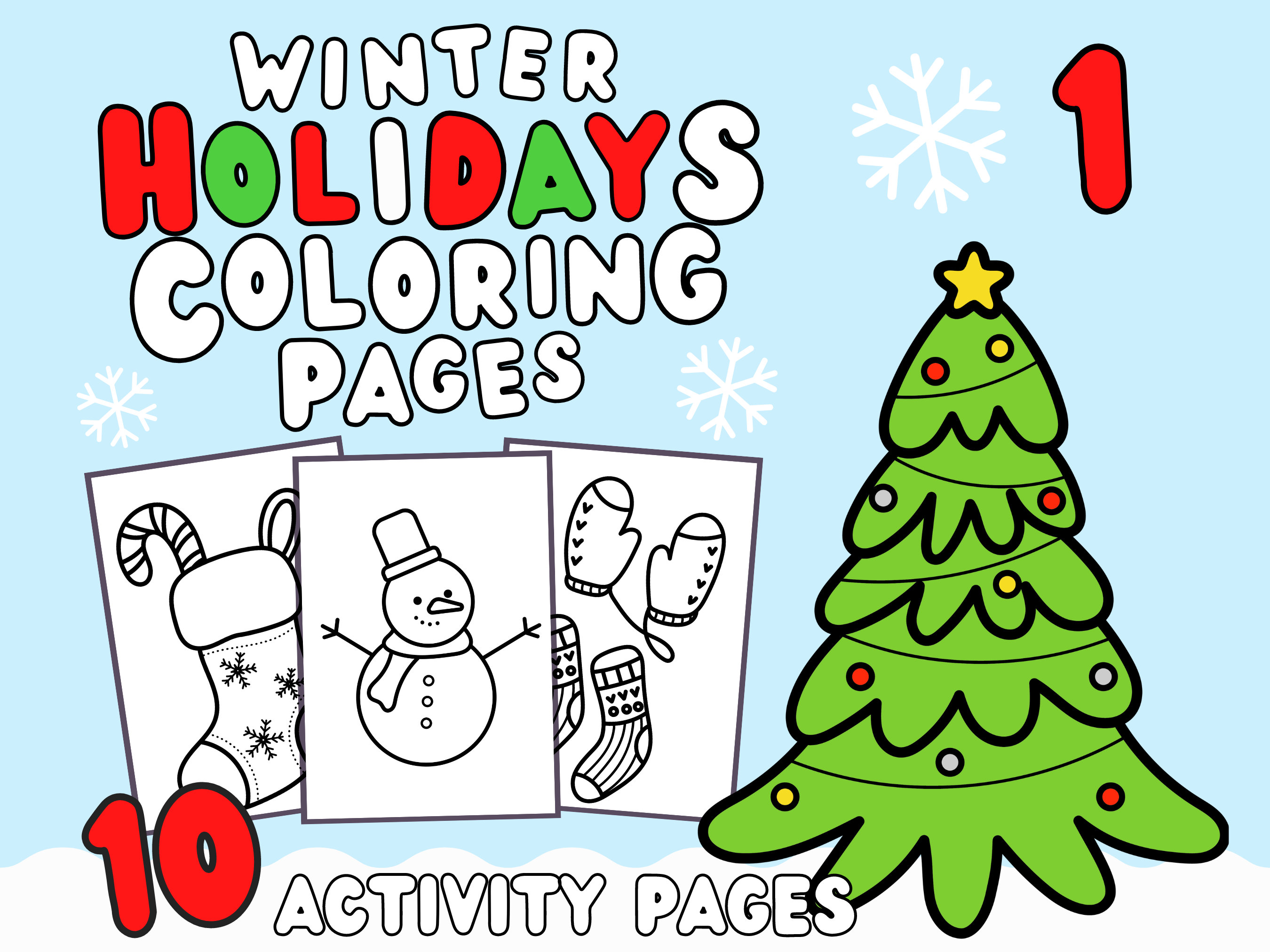 Christmas Holiday Printable Cute Coloring Activity Page for - Etsy