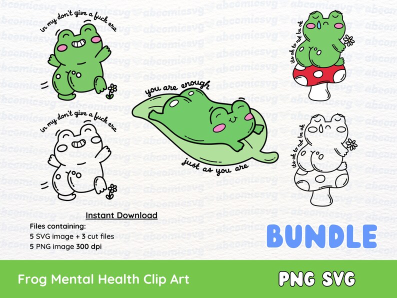 Mental Health SVG PNG, Frog, Mushroom, Self Love, Frog for Stickers, T ...