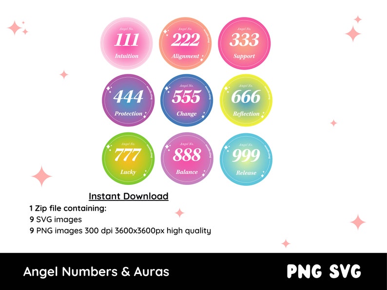 Angel Numbers & Aura SVG PNG Manifesting Mystical Self Love - Etsy