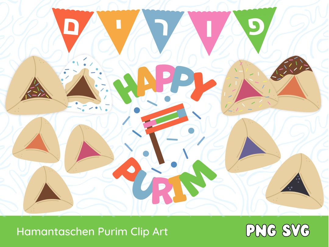 Hamantaschen Purim Clip Art, Hand Drawn Jewish Holiday Bundle PNG SVG ...