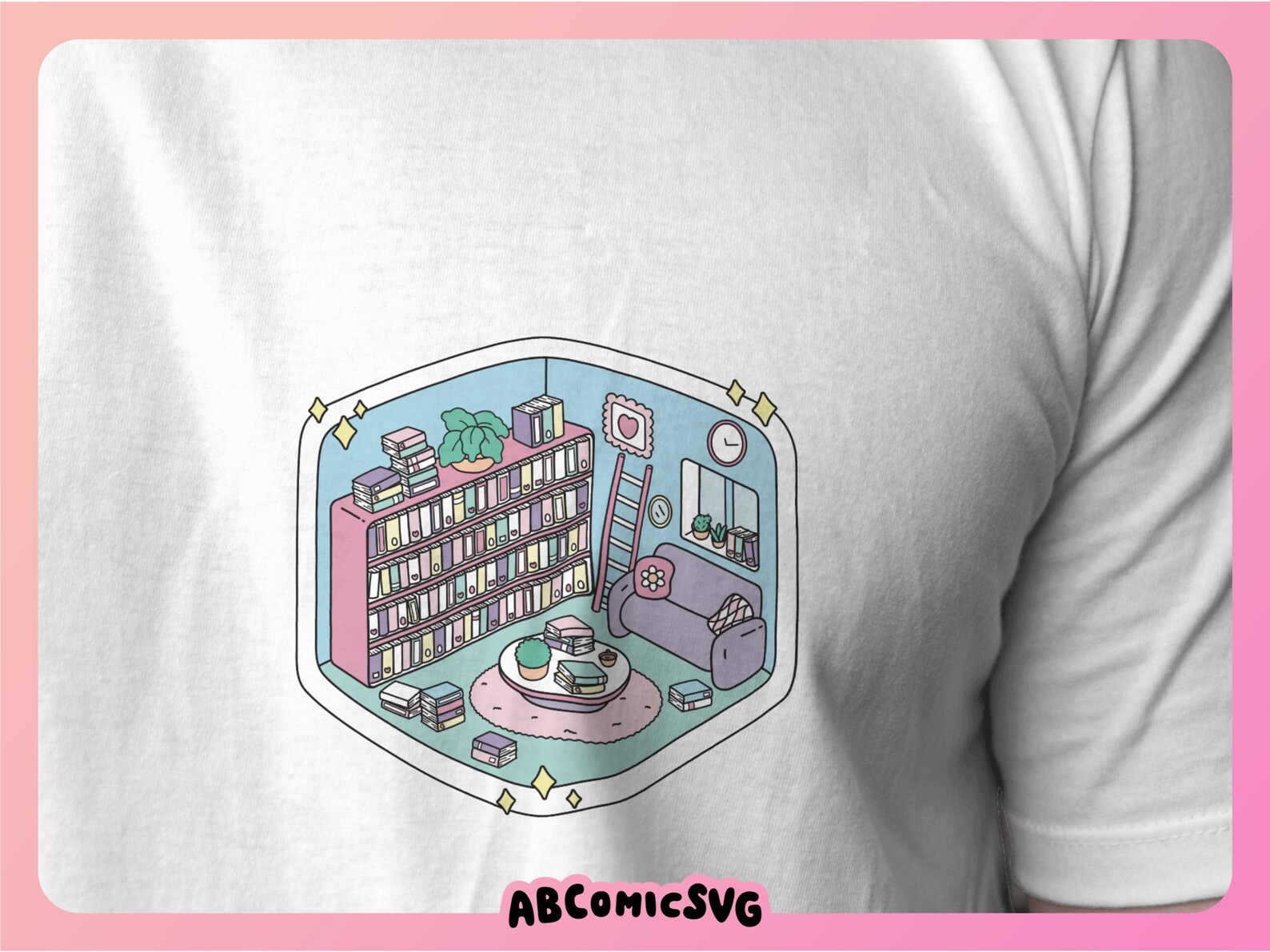 Cute Isometric Library PNG, Cozy Reader PNG, Bookish PNG, Trendy Design ...