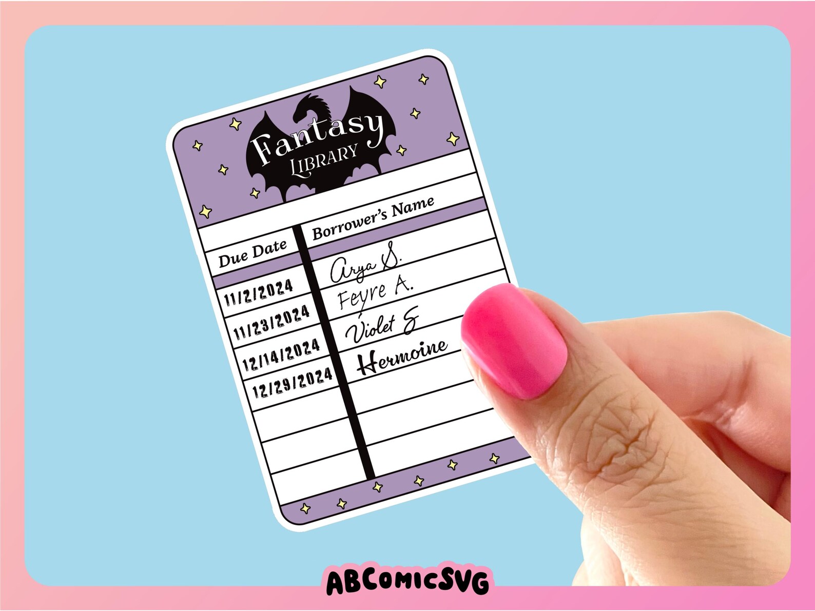 Library Due Card Bundle SVG PNG, Trendy Bookish Design Files for ...