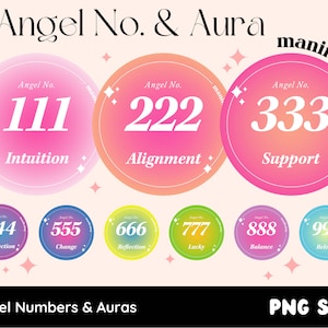 Angel Numbers & Aura SVG PNG, Manifesting Mystical Self Love Lucky ...