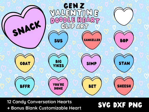 Blue Conversation Hearts Clip Art
