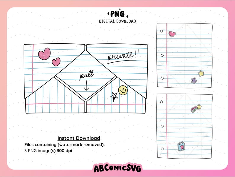 90s Folded Love Notes PNG: Nostalgic Friendship Clipart With DIY ...