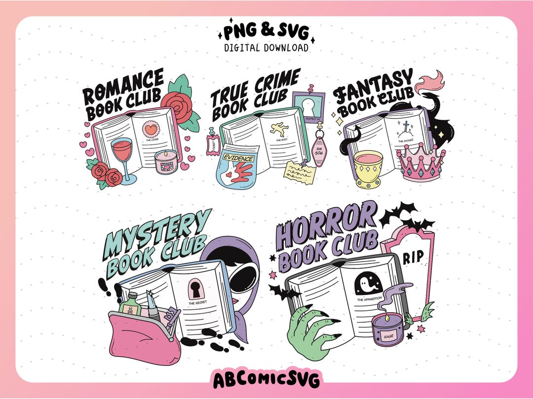Book Club Bundle SVG PNG, Book Lover Bundle SVG, Bookish Tshirt Designs ...