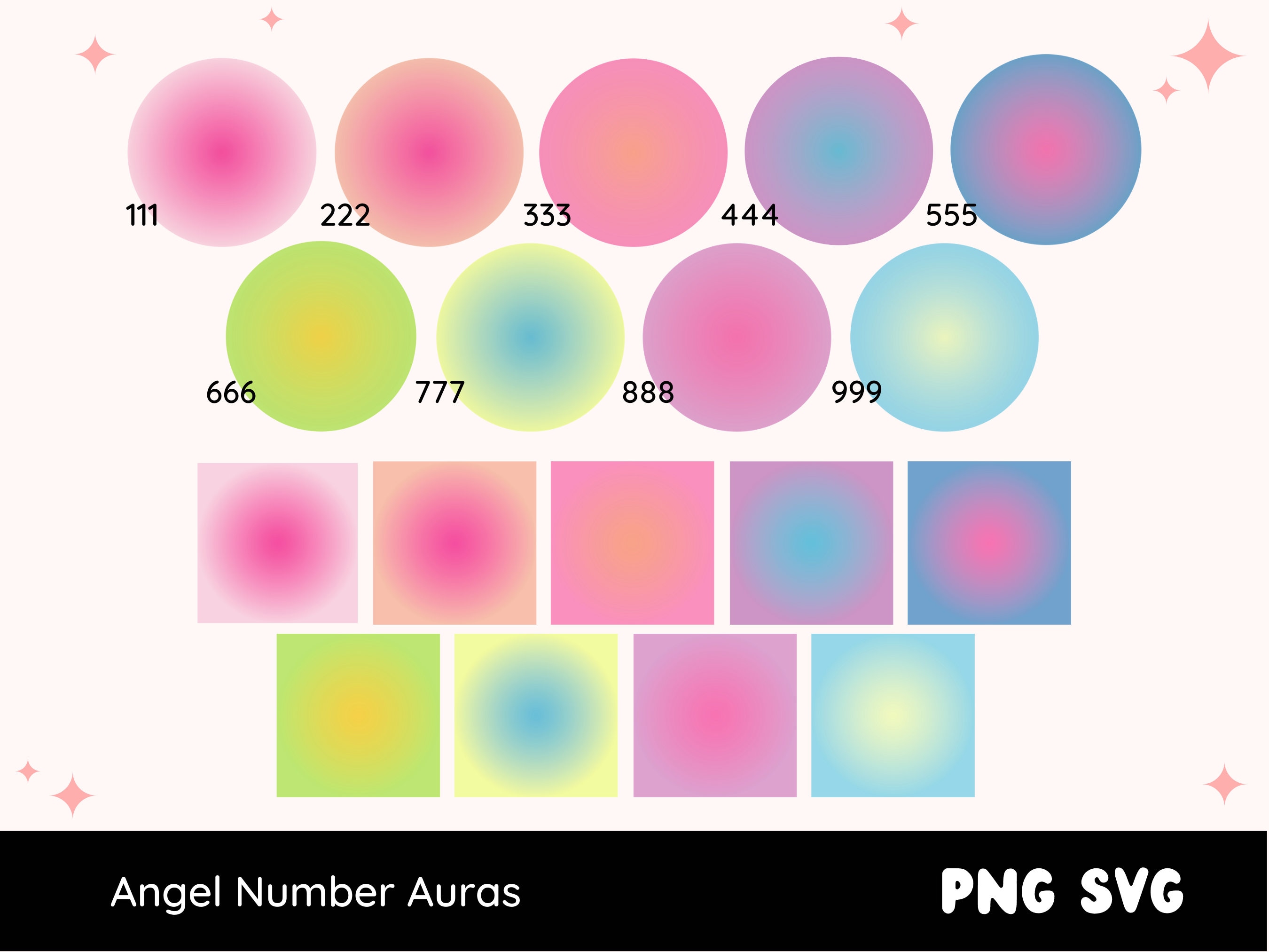 Angel Number Auras Clip Art Manifesting Trendy Aesthetic - Etsy