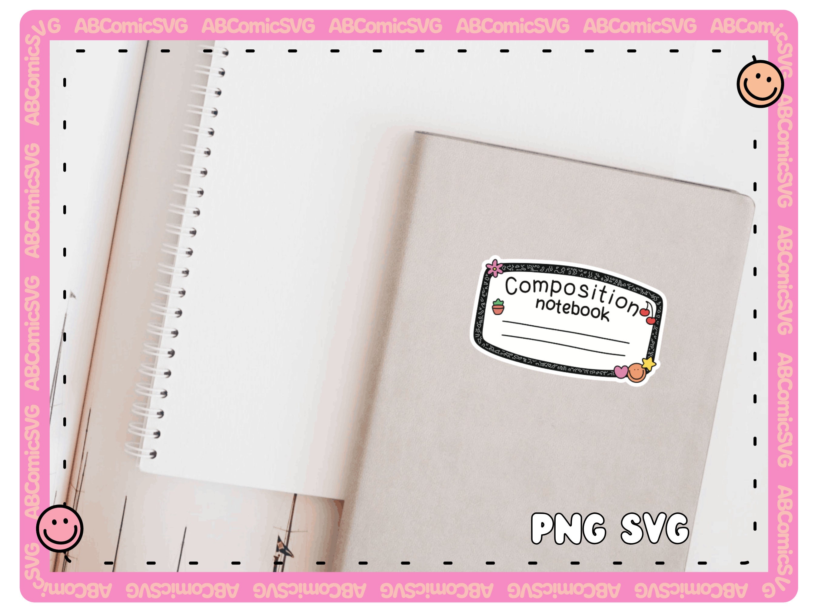 Composition Notebook SVG PNG, Label Svg, School Svg, Retro Trendy ...