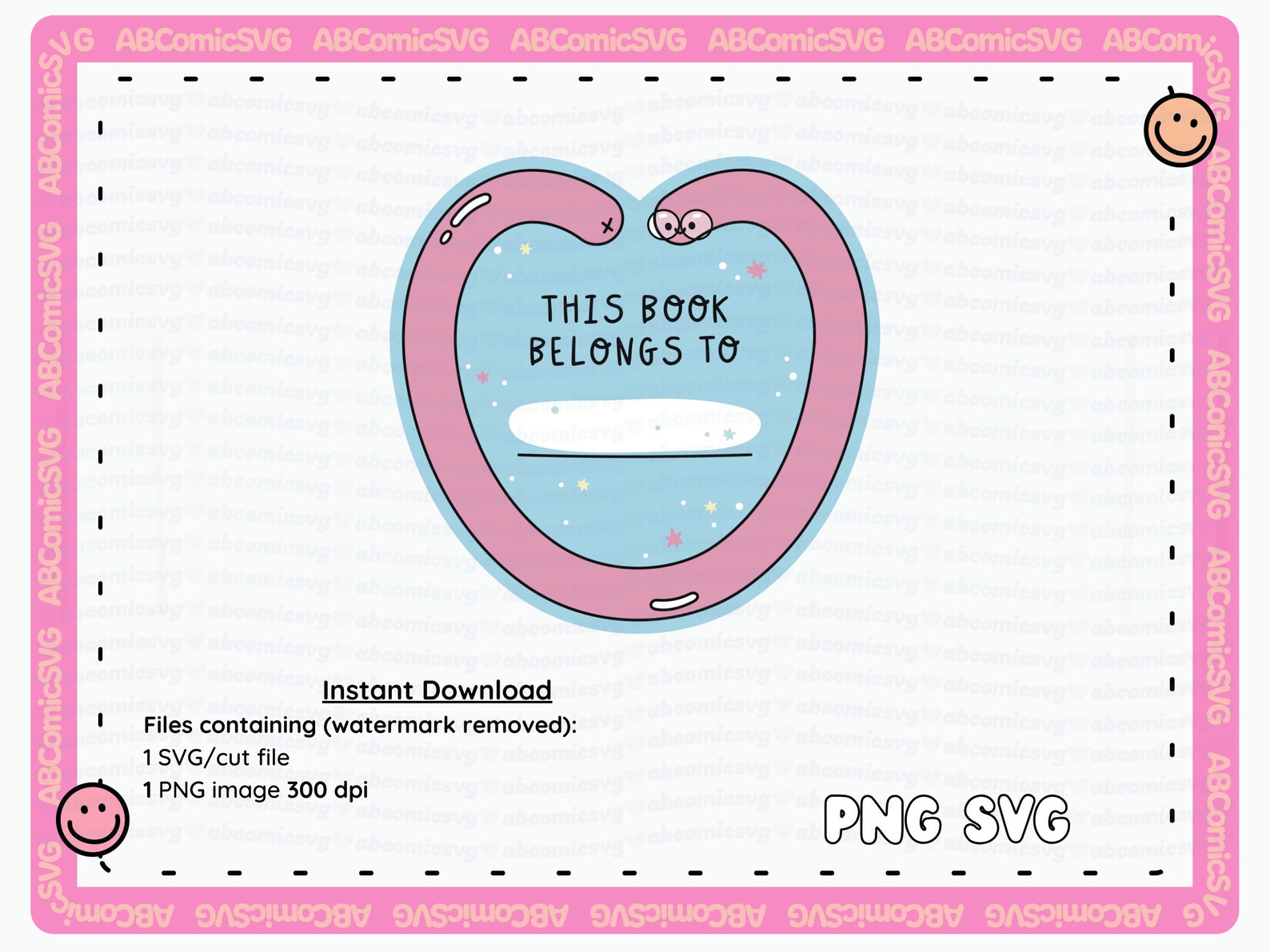 This Book Belongs to Label SVG PNG, Bookworm SVG, Book Lover Png, Cute ...