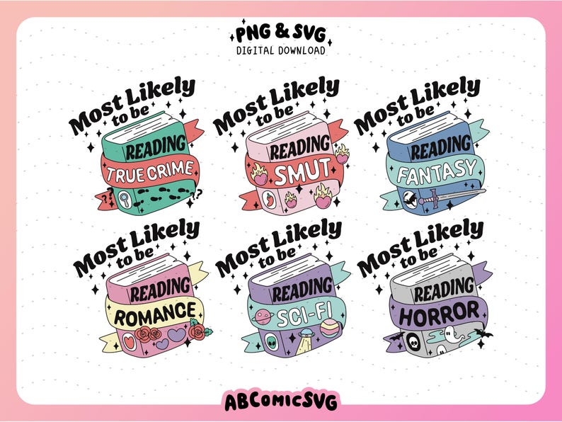 Most Likely to Bundle SVG PNG, Book Lovers Christmas, Matching Cute ...