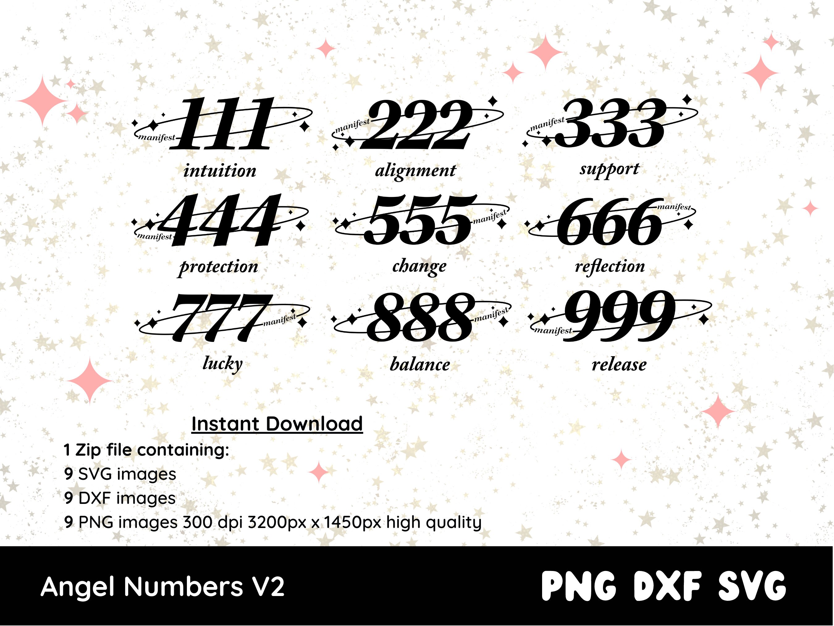 Angel Numbers Halo Manifesting Clip Art, Trendy Self Love Lucky ...