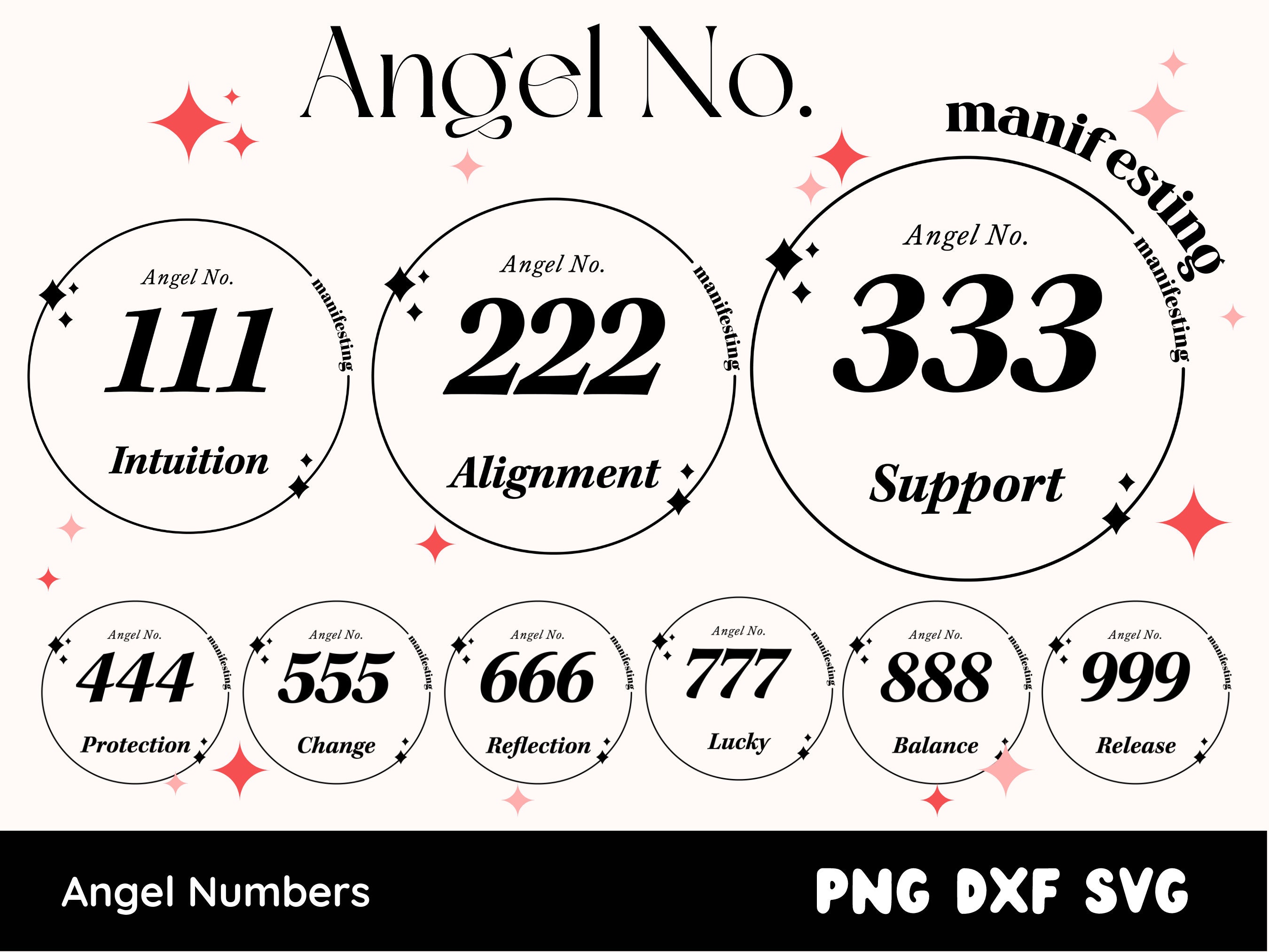 Angel Numbers Manifesting Clipart Mystical Svg Trendy Self - Etsy