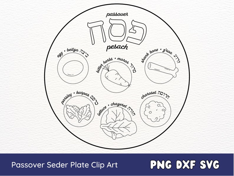 Passover Seder Plate Clip Art Pesach Judaica Jewish Hebrew - Etsy