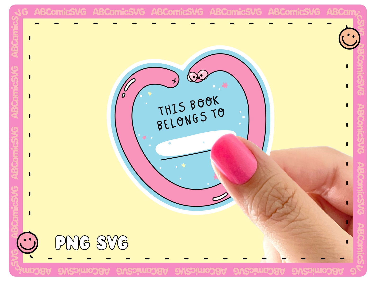 This Book Belongs to Label SVG PNG, Bookworm SVG, Book Lover Png, Cute ...