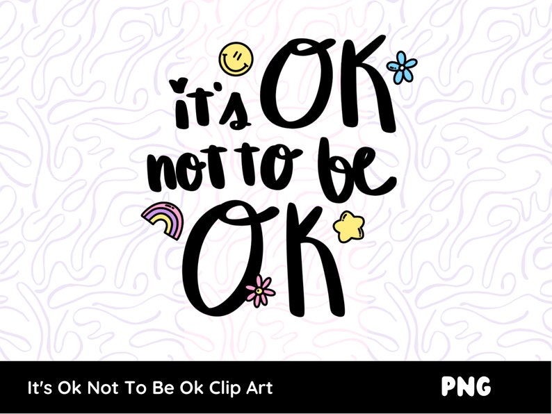 It's Ok to Not Be Ok Clip Art Hand Drawn Self Love Mental - Etsy