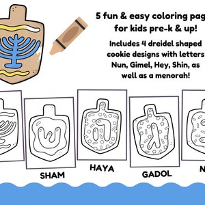 Chanukah Cookie Dreidel Hebrew Printable Coloring Activity Sheets for ...