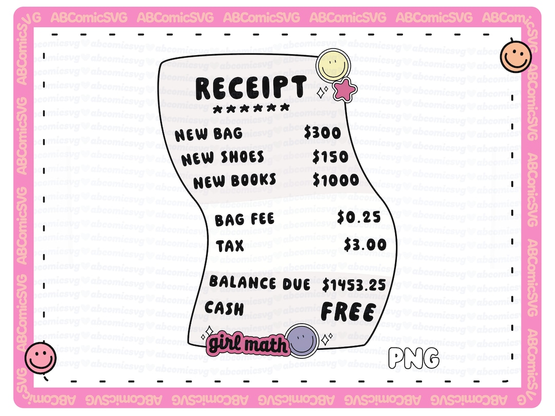 Girl Math Receipt PNG, Shopaholic PNG, Bookish PNG, Funny Png, Cute ...