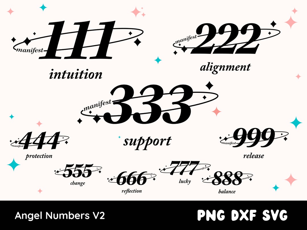 Angel Numbers Halo Manifesting Clip Art, Trendy Self Love Lucky ...