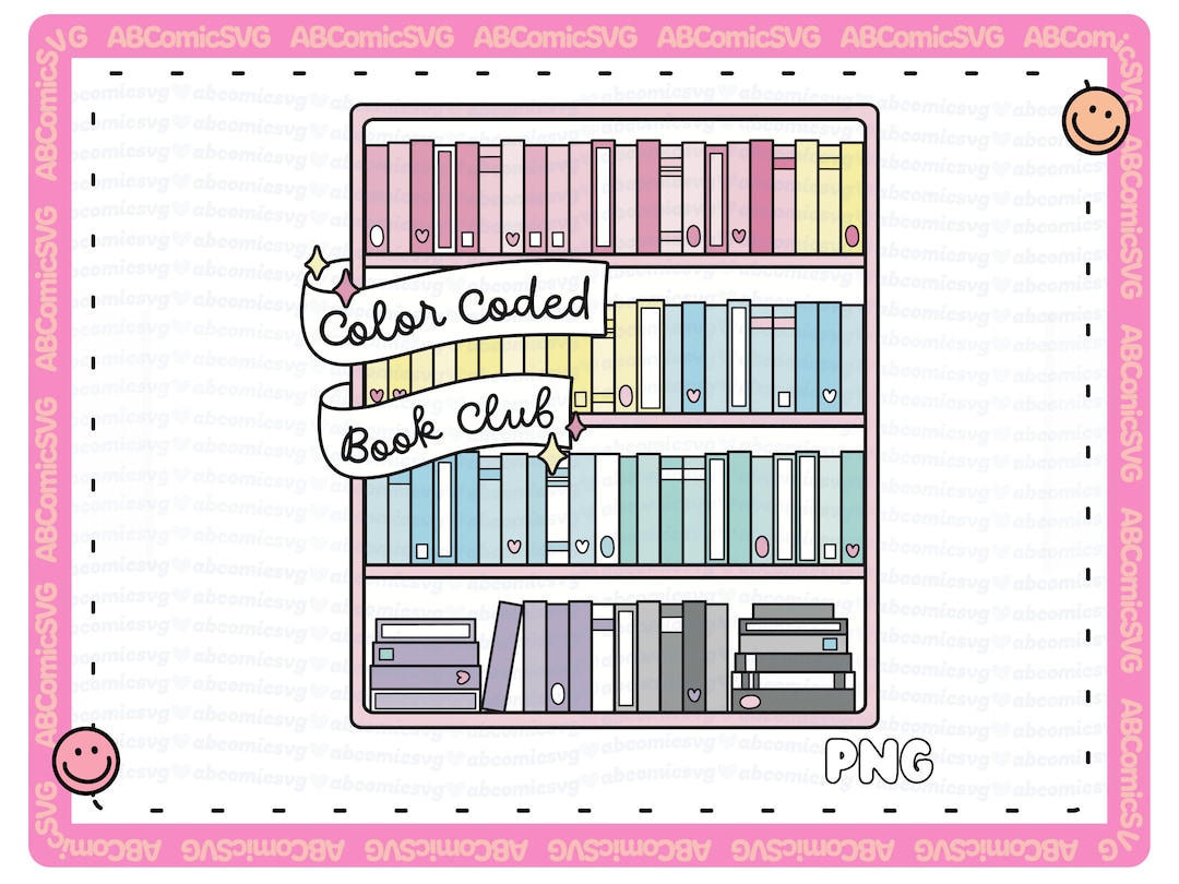 Color Coded Book Club PNG, Bookish PNG, Cute TBR Bookshelf Png, Cute ...
