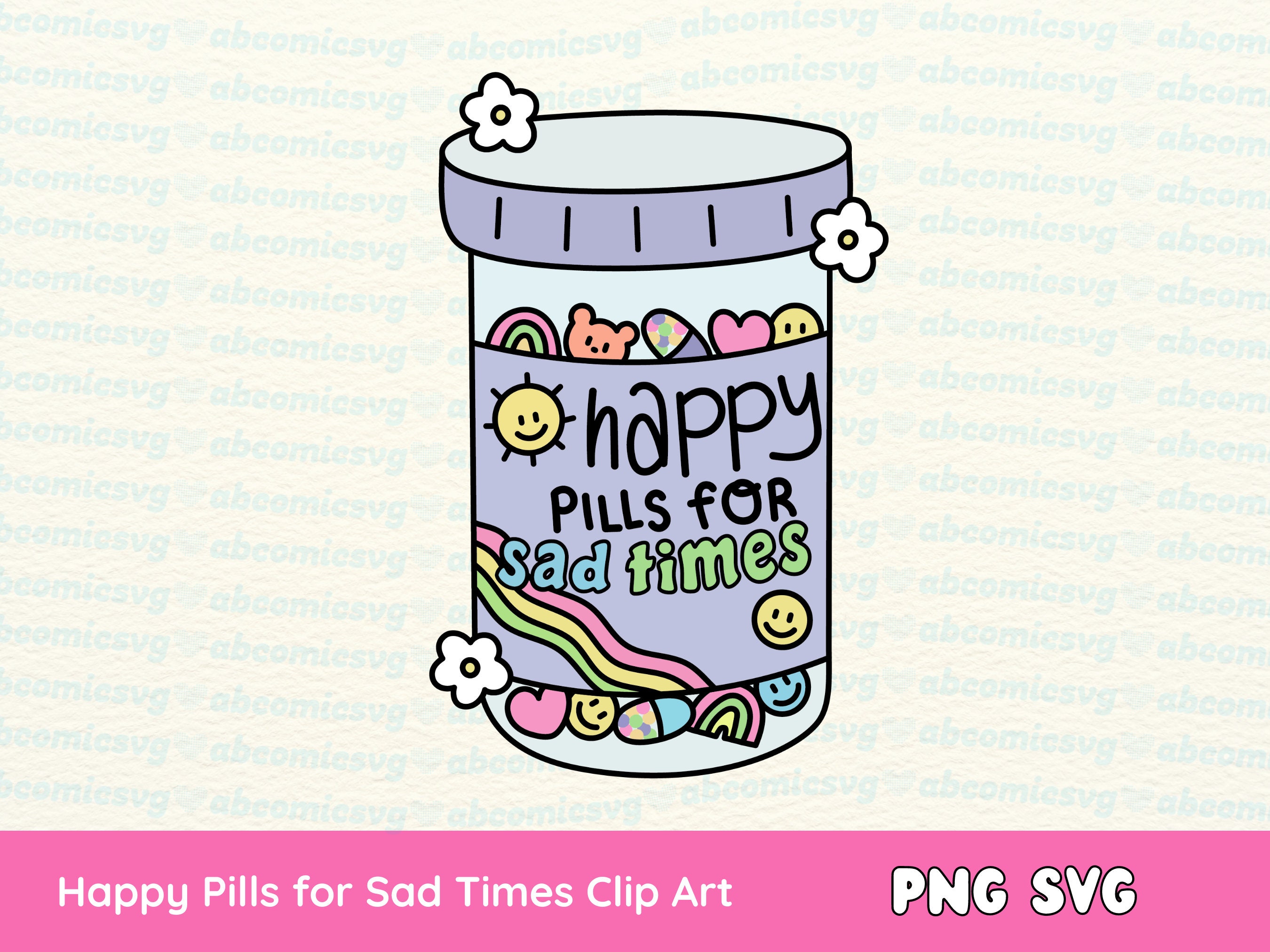 Happy Pills for Sad Days SVG PNG Mental Health Choose Happy - Etsy