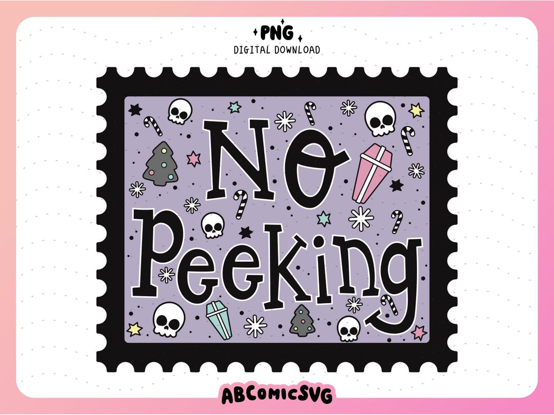 No Peeking PNG, Spooky Christmas Clipart, Christmas Stamp, Cute Trendy ...