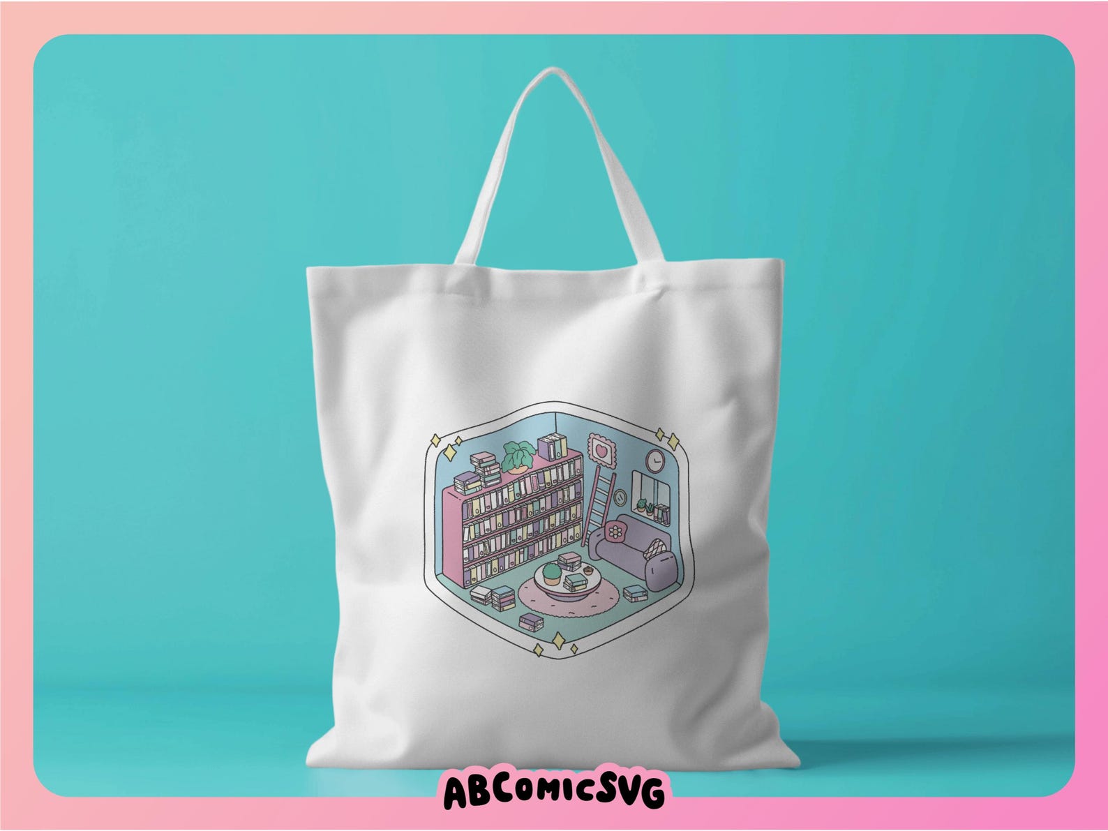 Cute Isometric Library PNG, Cozy Reader PNG, Bookish PNG, Trendy Design ...