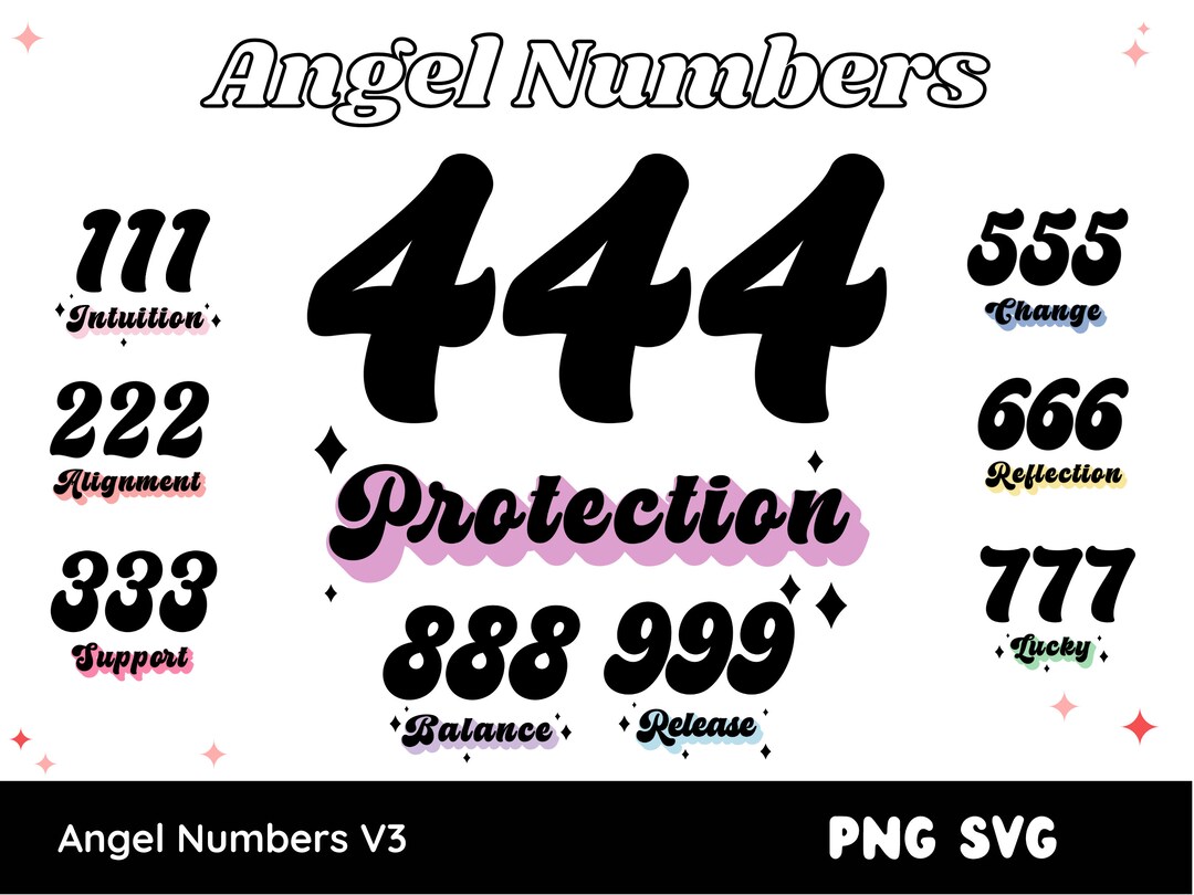 Angel Numbers Retro Clip Art, Manifesting Trendy Self Love Lucky ...