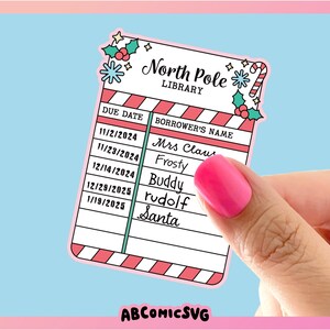North Pole Library Due Card SVG PNG, Bookish Christmas PNG, Cute Trendy ...