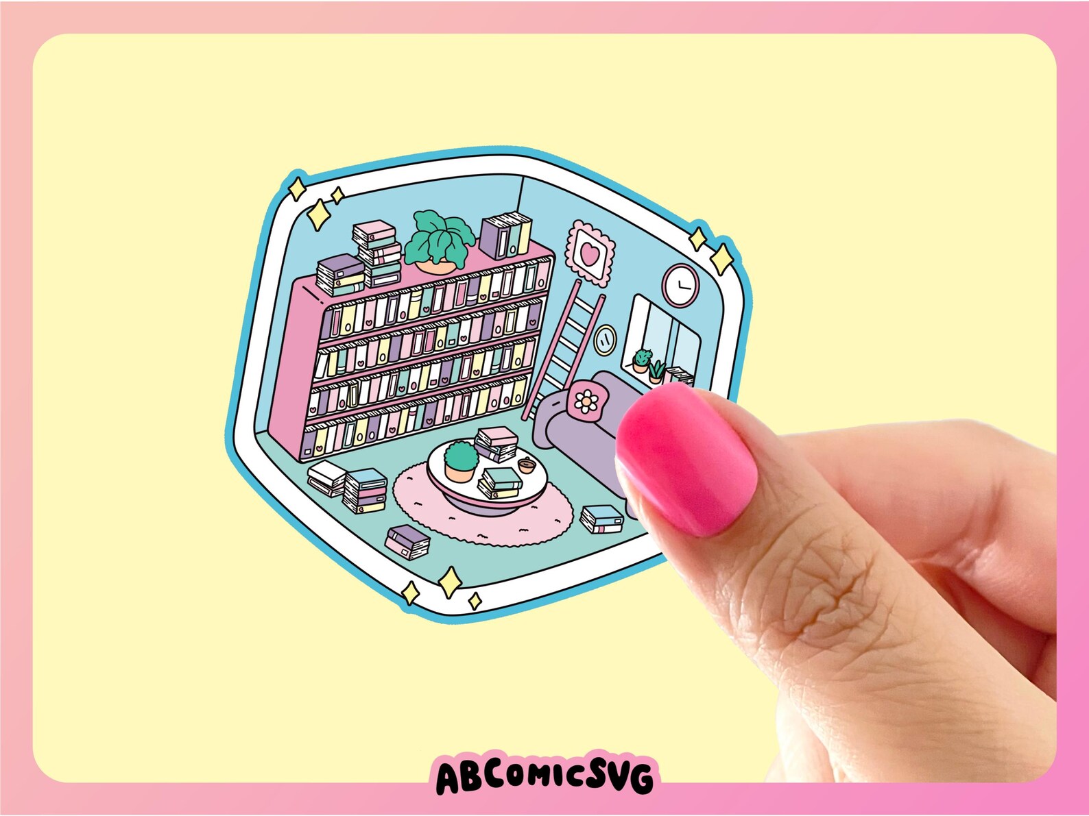 Cute Isometric Library PNG, Cozy Reader PNG, Bookish PNG, Trendy Design ...