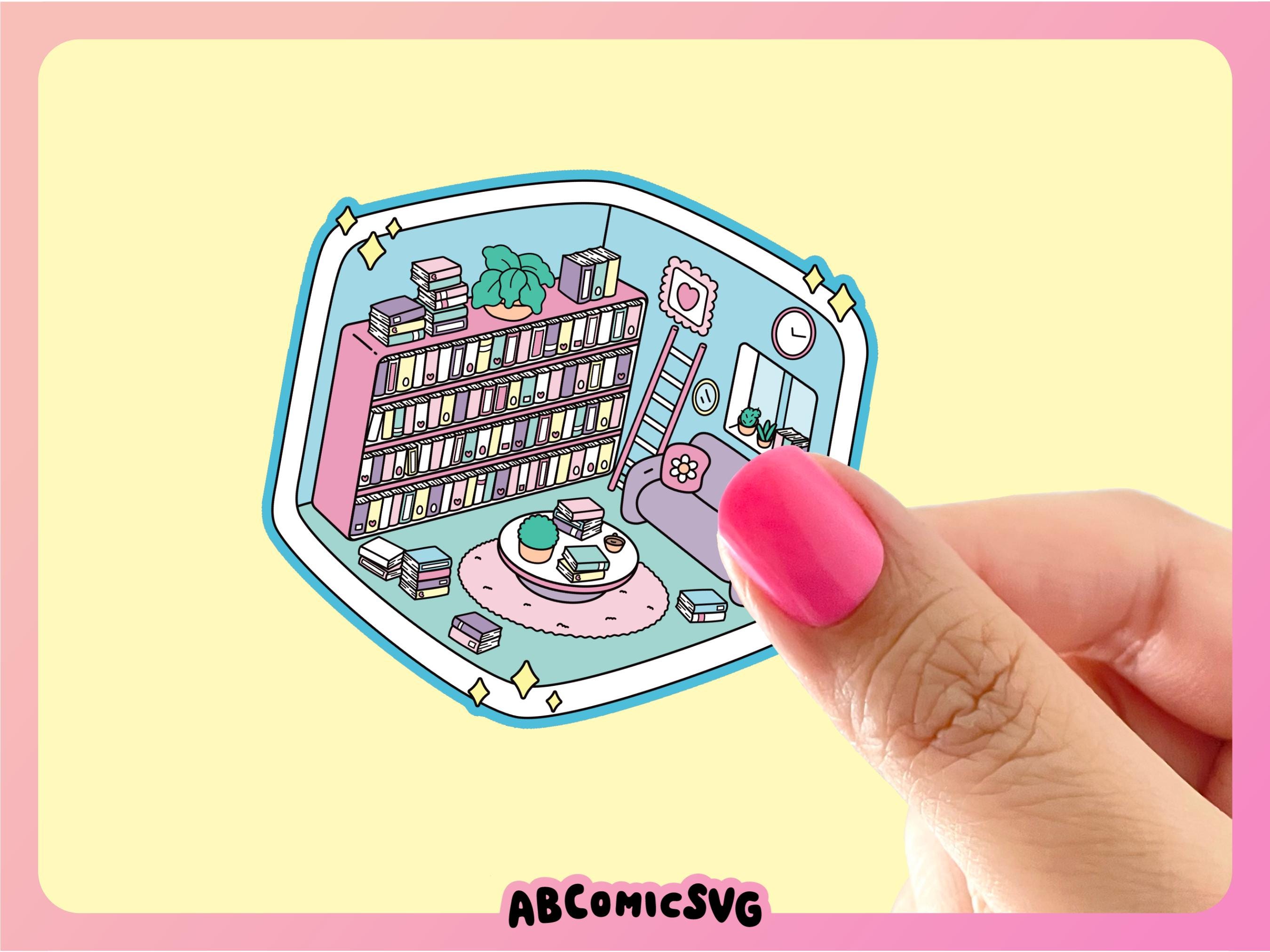 Cute Isometric Library PNG, Cozy Reader PNG, Bookish PNG, Trendy Design ...