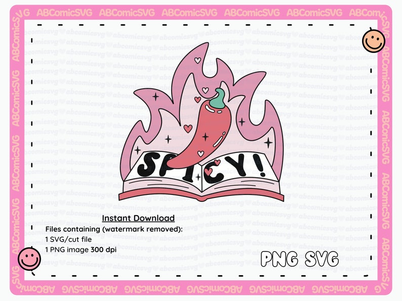 Spicy Romance SVG PNG, Smutty Book SVG, Bookish Png, Cute Trendy ...