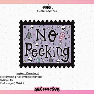 No Peeking PNG, Spooky Christmas Clipart, Christmas Stamp, Cute Trendy ...
